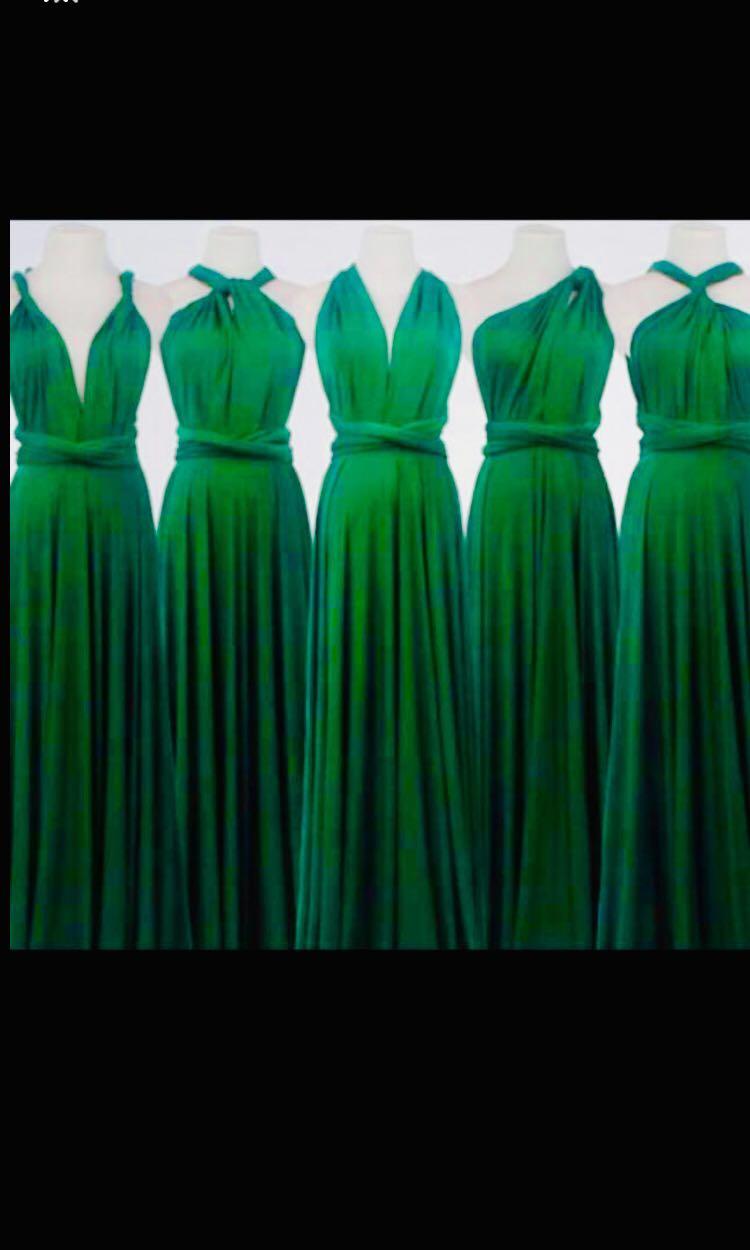 Infinity long gown with tube inside (Emerald green), Women's Fashion ...