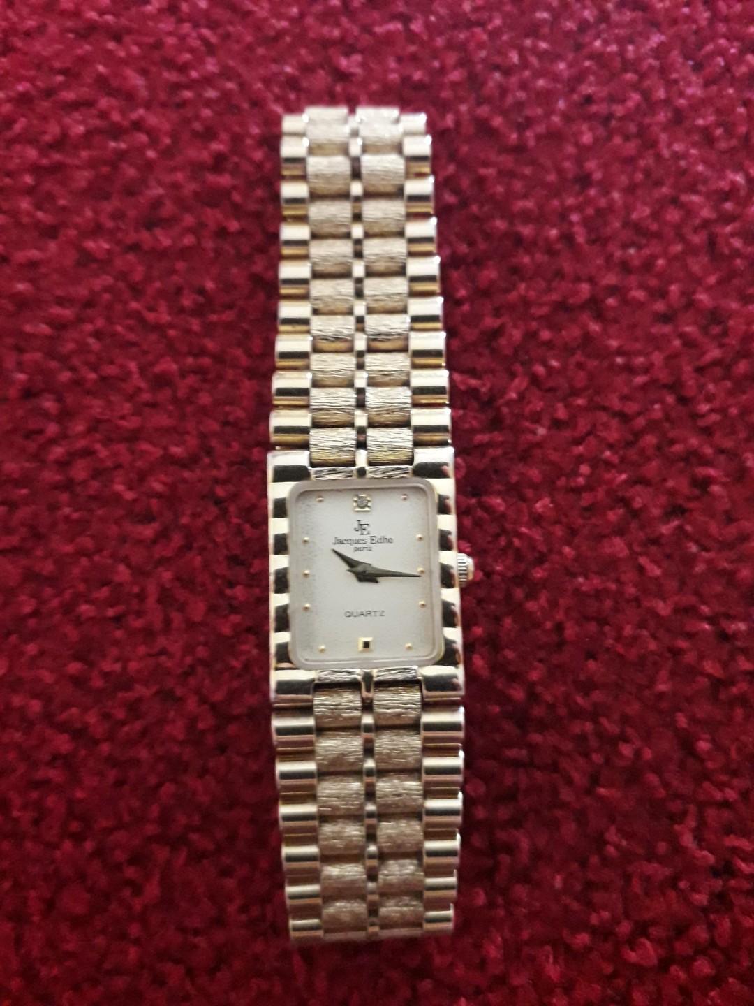 Jacques edho 18k gold plated watch vintage, Fesyen Wanita, Jam Tangan ...