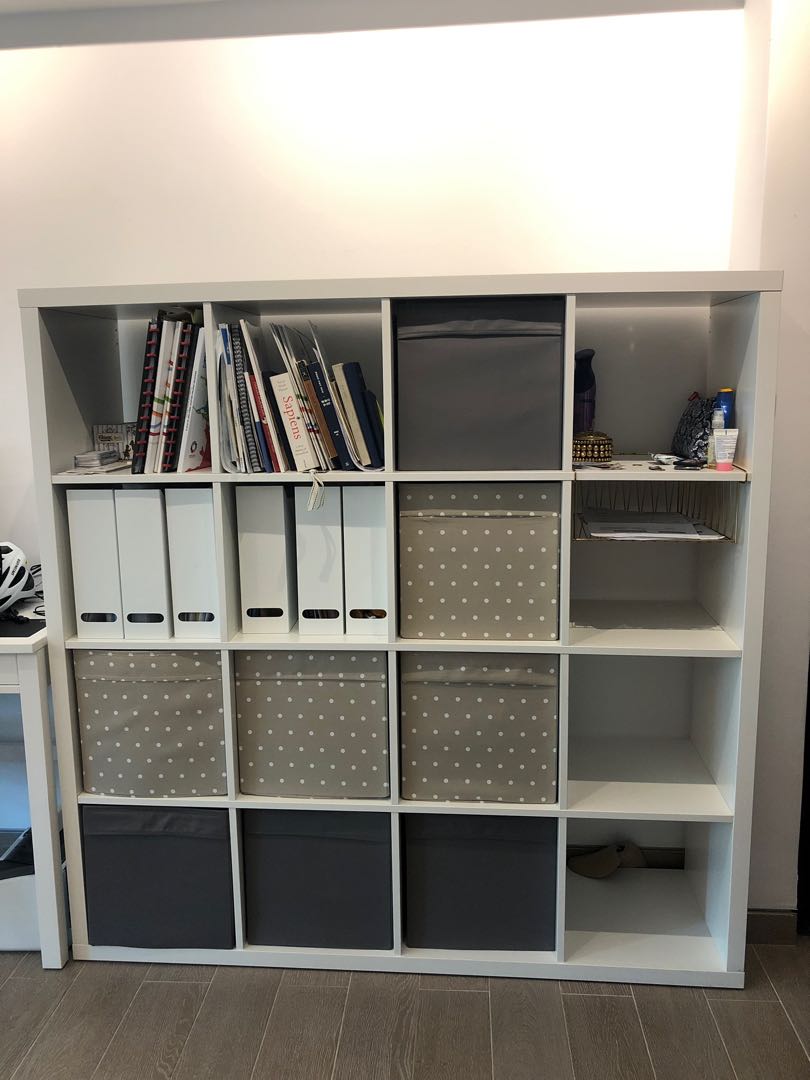 KALLAX shelving unit including 8 storage boxes, Furniture & Home Living ...
