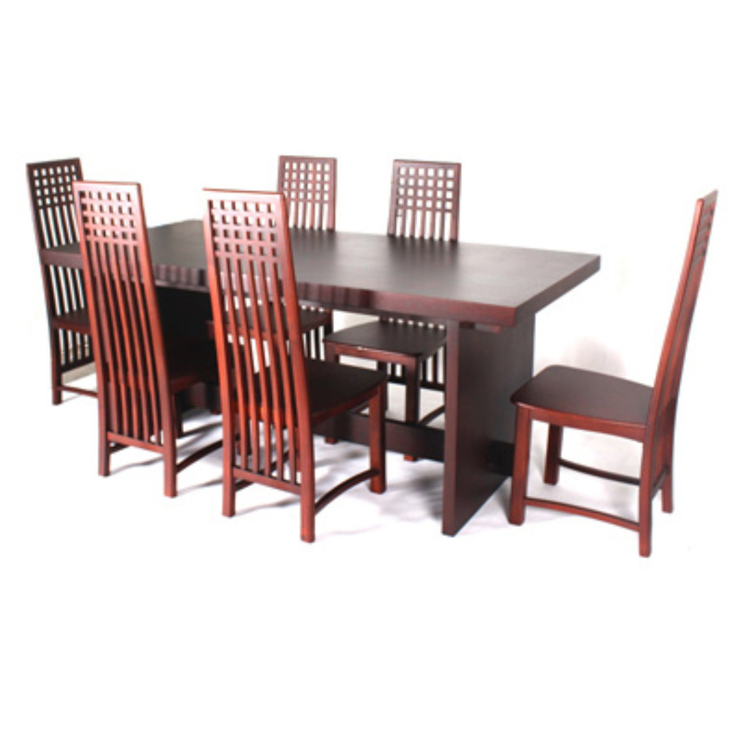 Rare Thai Golden Teak Dining Table with 6 Chairs, Furniture & Home ...