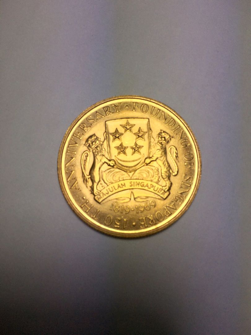 Singapore 150th Anniversary Commemorative Gold Coin 1969, $150, Hobbies ...