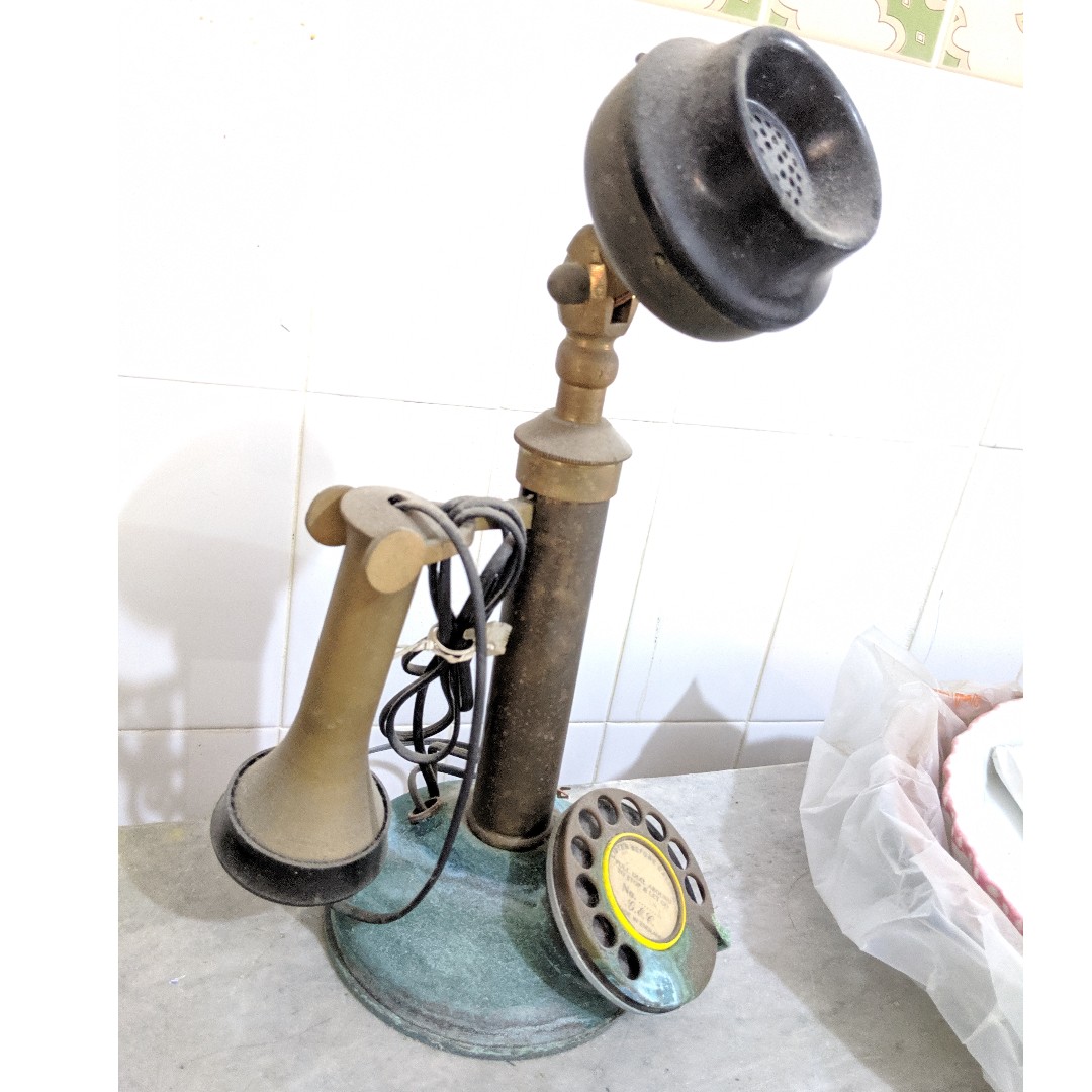 Antique Phone Candlestick Rotary Telephone, Furniture & Home Living ...