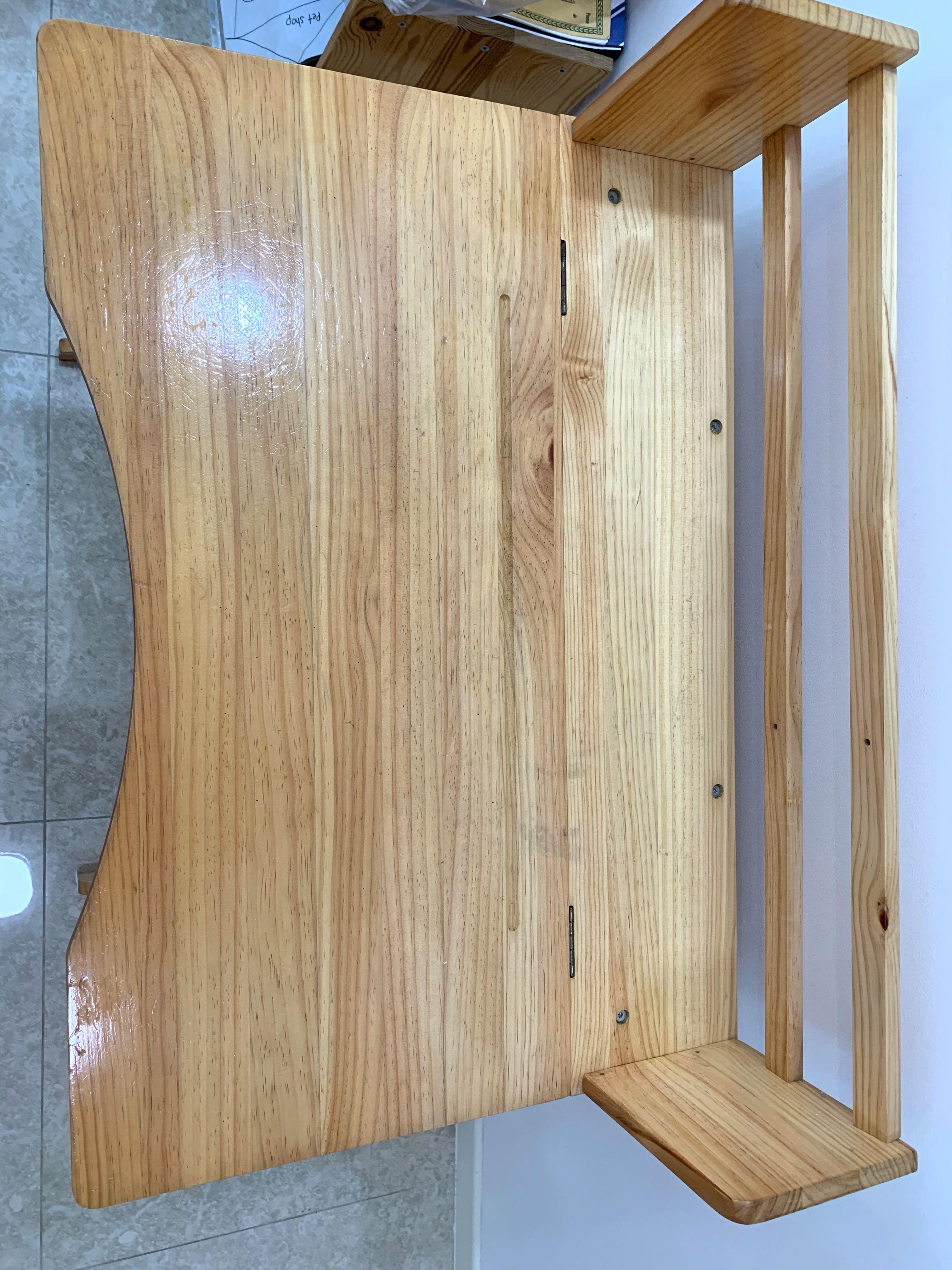 Height adjustable full wood study table, Furniture & Home Living ...