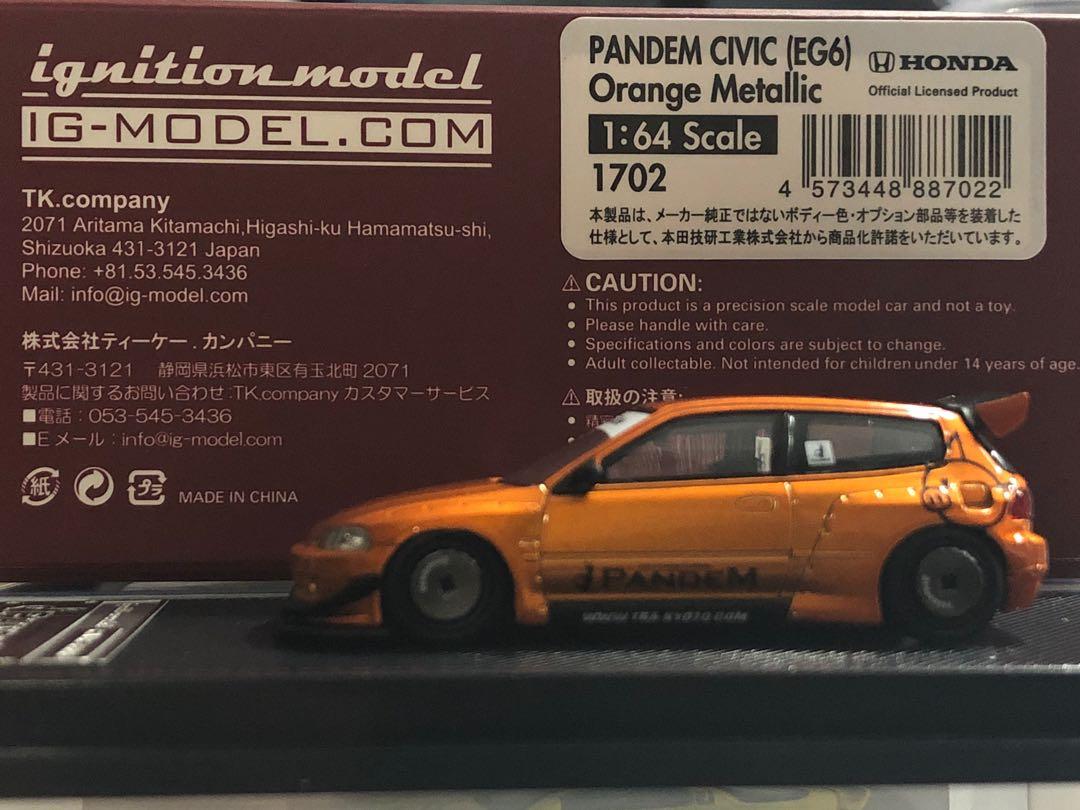 Ignition Model IG 1/64 PANDEM CIVIC (EG6) Orange Metallic 1702, Hobbies ...