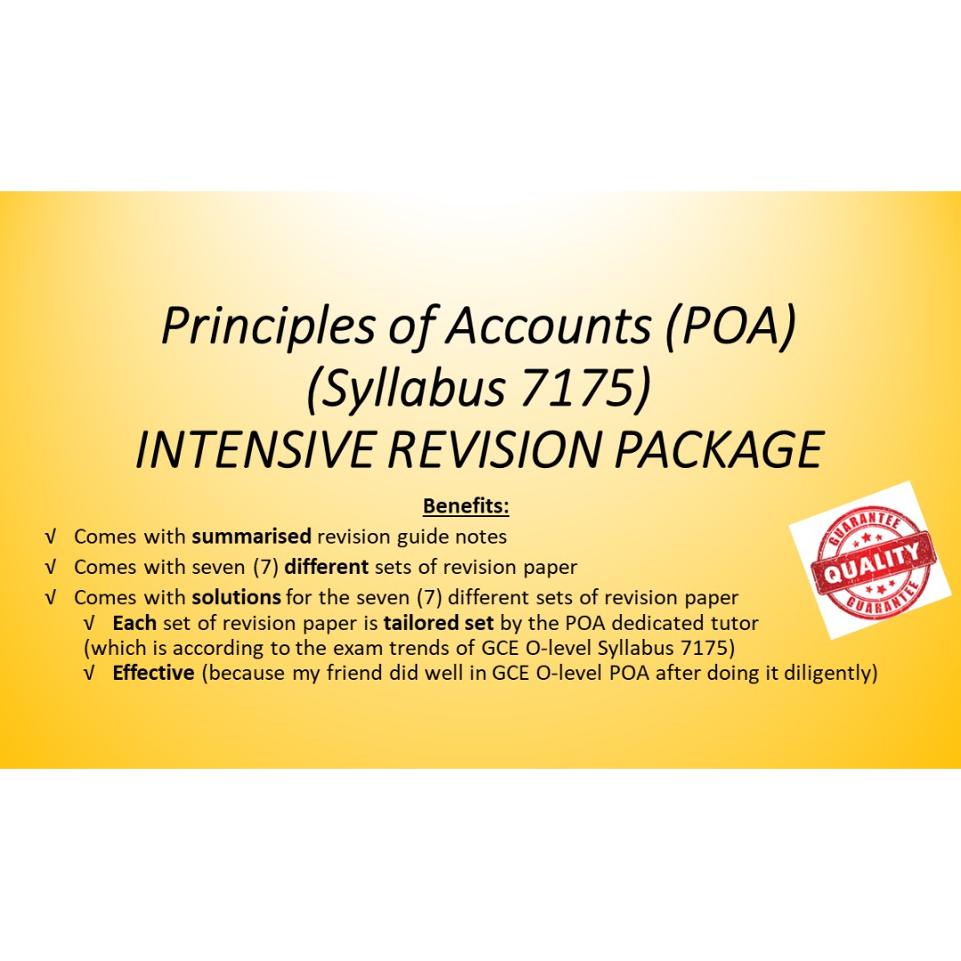 O Level POA Intensive Revision Package (2019 Edition), Books ...