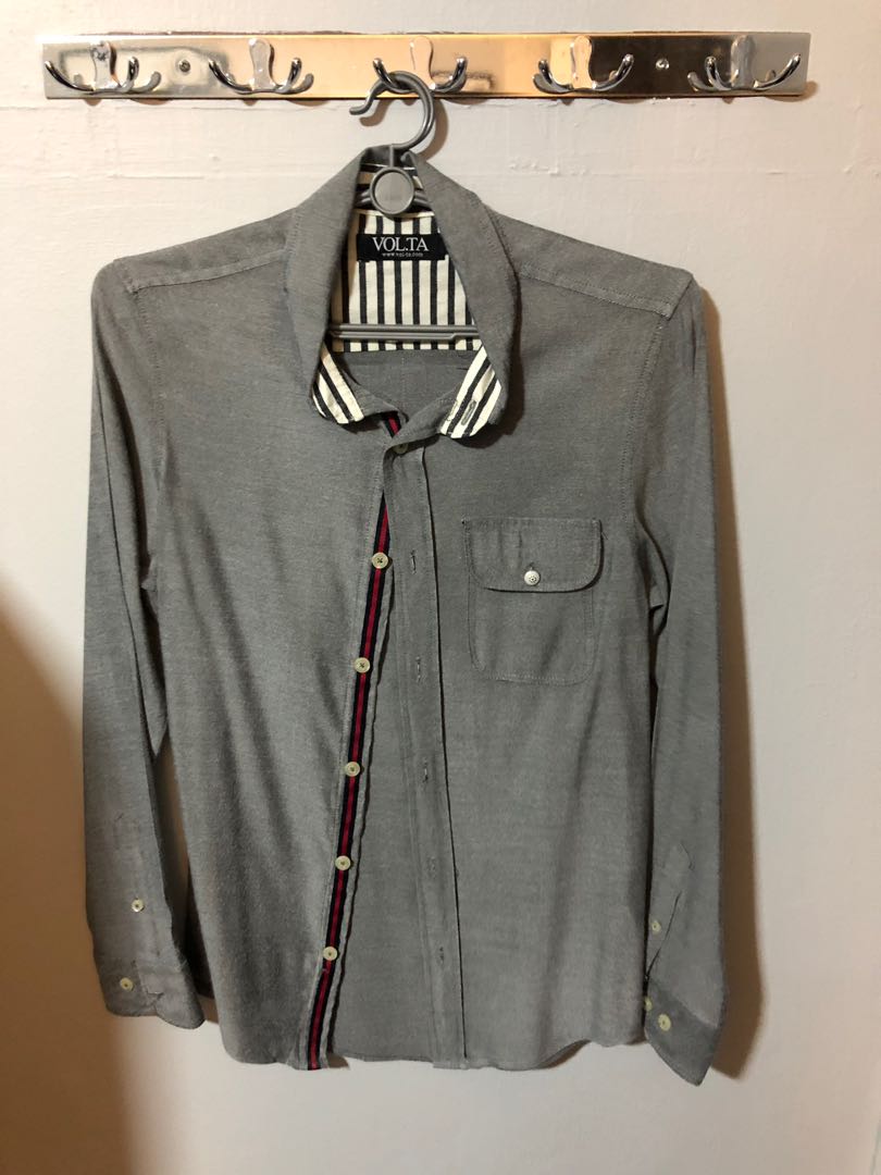 Vol.ta Grey Shirt, Men's Fashion, Tops & Sets, Formal Shirts on Carousell