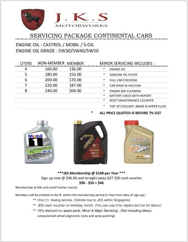 Continental Cars Minor Servicing Package, Car Accessories, Car ...