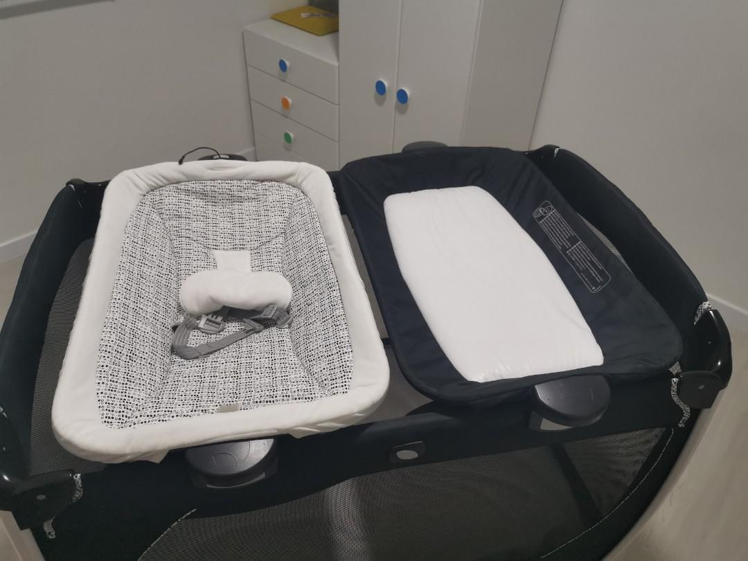 Joie Excursion Baby Cot Playpen comes with diaper changer and rocker ...