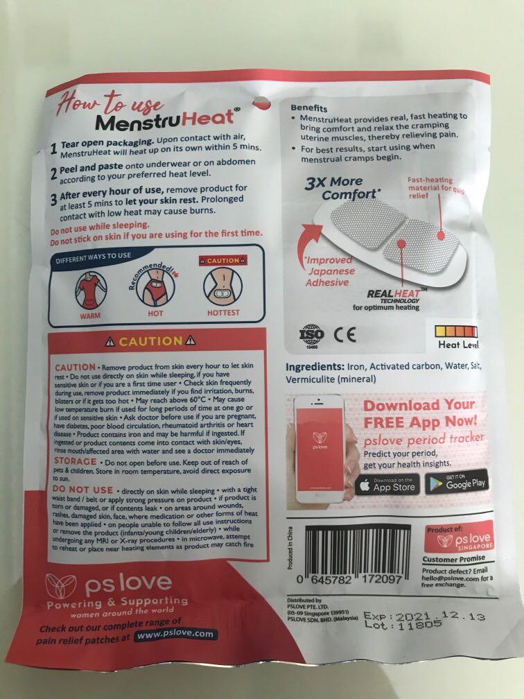 MenstruHeat Stick-on Heat Pack, Health & Nutrition, Health Supplements ...