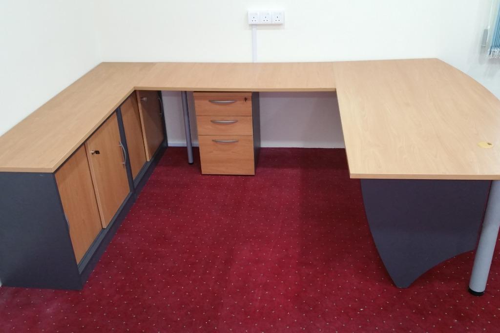 Office Executive D Shape Table Set, Furniture & Home Living, Furniture ...
