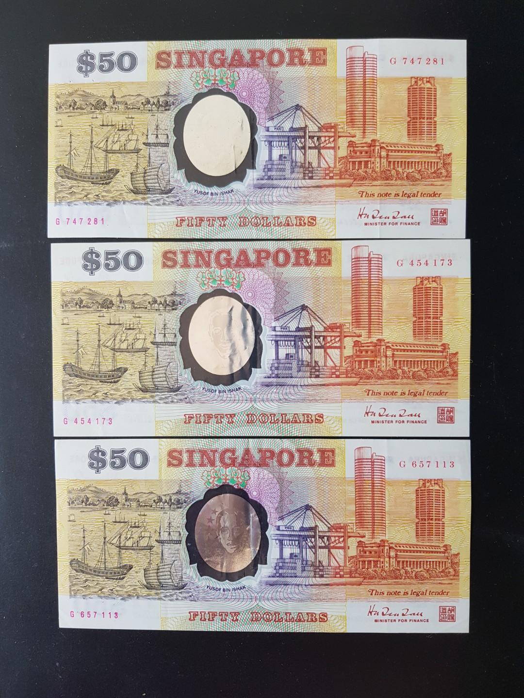 1990 Singapore $50 Polymer notes 3 pcs, Hobbies & Toys, Memorabilia ...