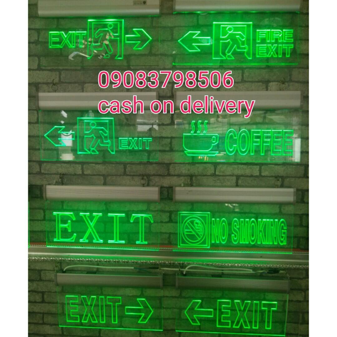 emergency signage glass fire exit, Furniture & Home Living, Lighting ...