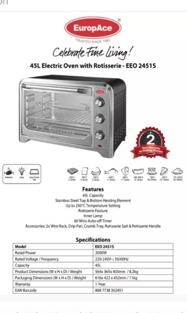 EUROPACE ELECTRIC OVEN BRAND NEW !! (NOT TO BE MISSED), Home Appliances ...