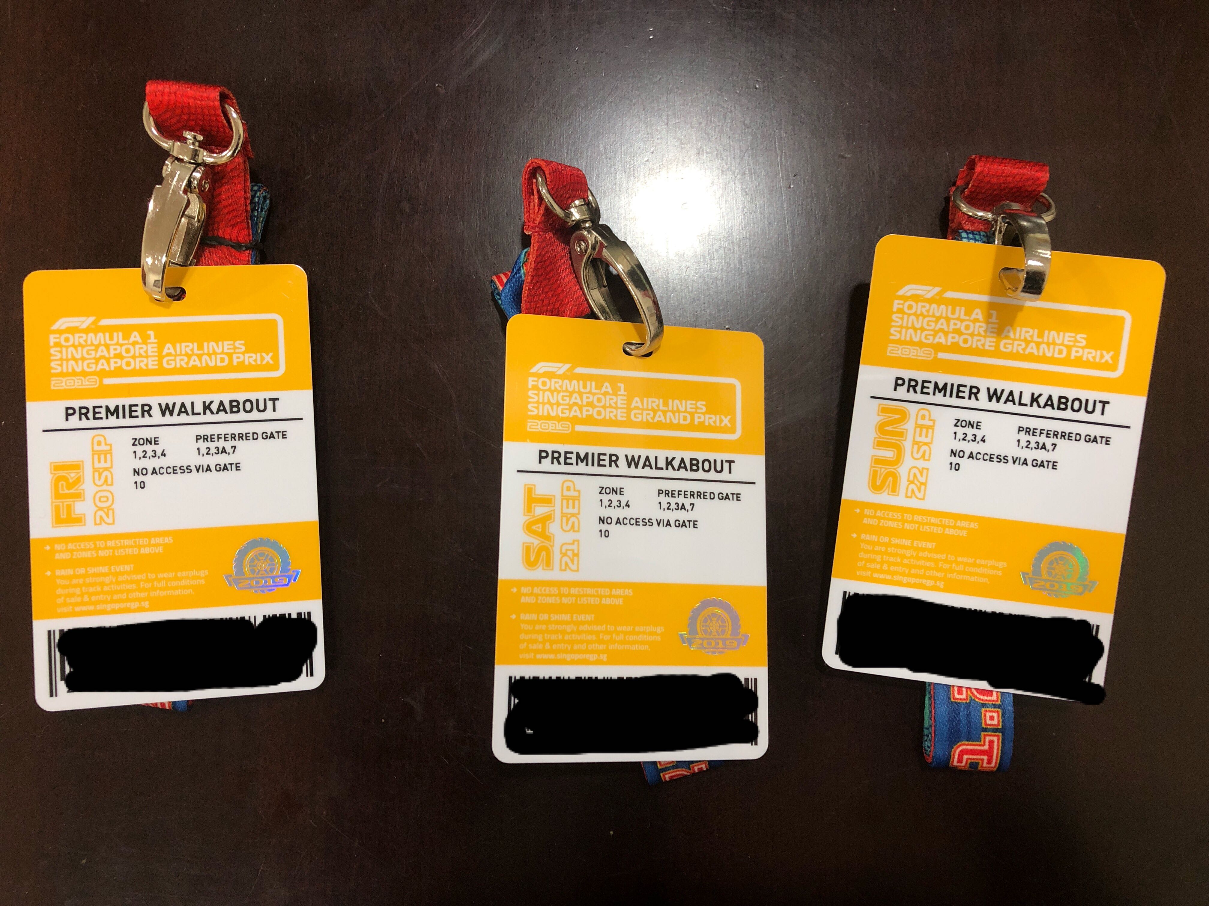 F1 Singapore Grand Prix 2019 Premier Walk About Passes, Tickets ...