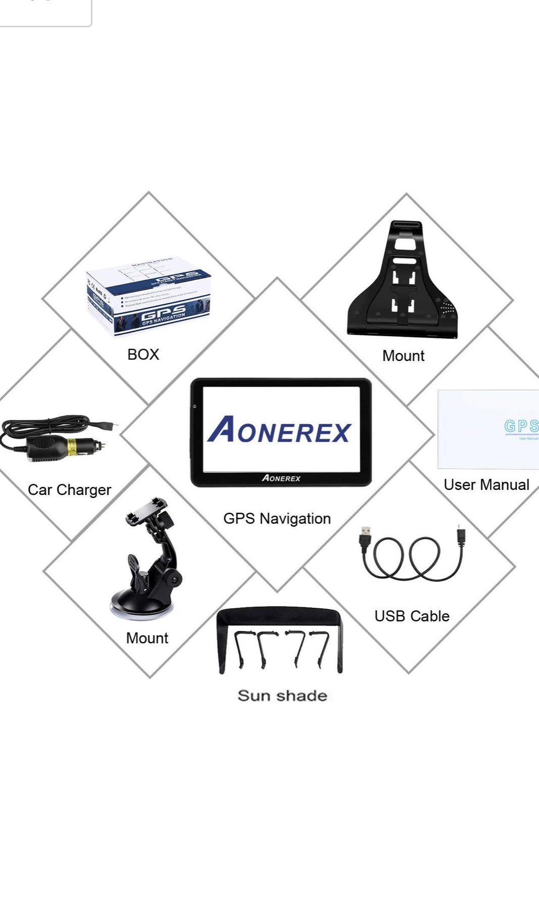 GPS Navigation for Car, Aonerex 7 inch 8GB&256MB GPS Navigation System ...