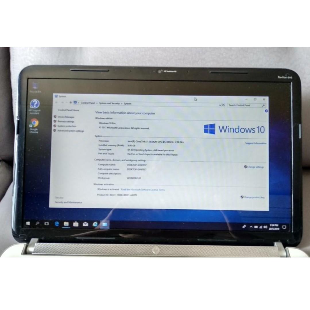 HP Pavilion dv6 intel® Core™ i7- 2630QM with ATI Radeon HD 7400M, 8GB ...