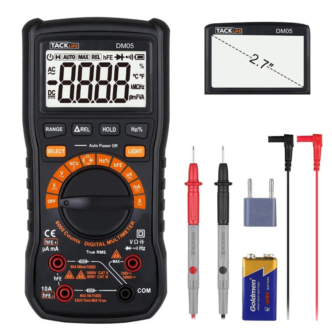 (K915) Multimeter, Tacklife DM05 electronic tester, TRMS 6000 Counts ...