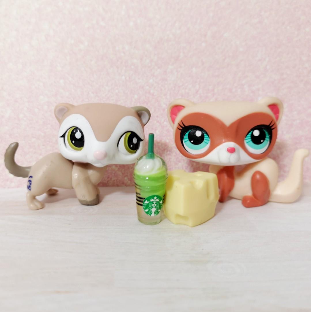 Littlest Pet Shop LPS Ferrets and Starbucks Coffee drink accessory ...