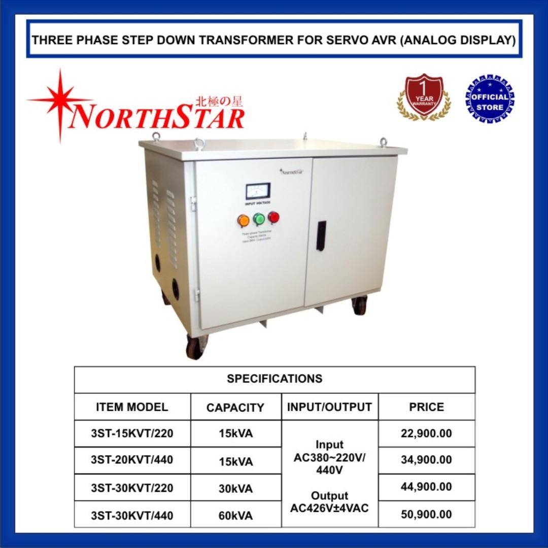Northstar Three Phase Step Down Transformer for Servo AVR (Analog ...