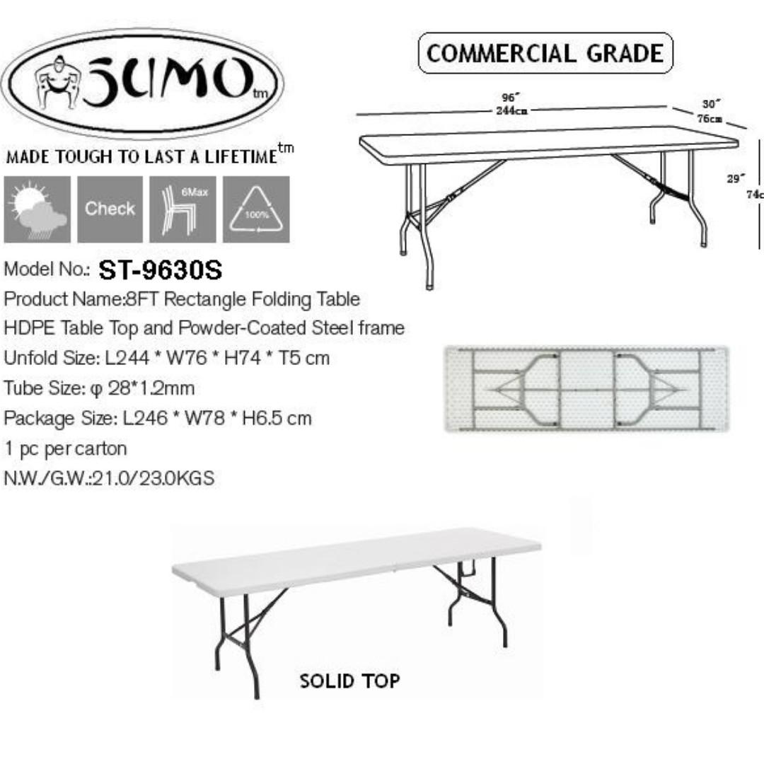 Sumo ST-9630S Rectangular Folding Table (White) Home Living Tables ...