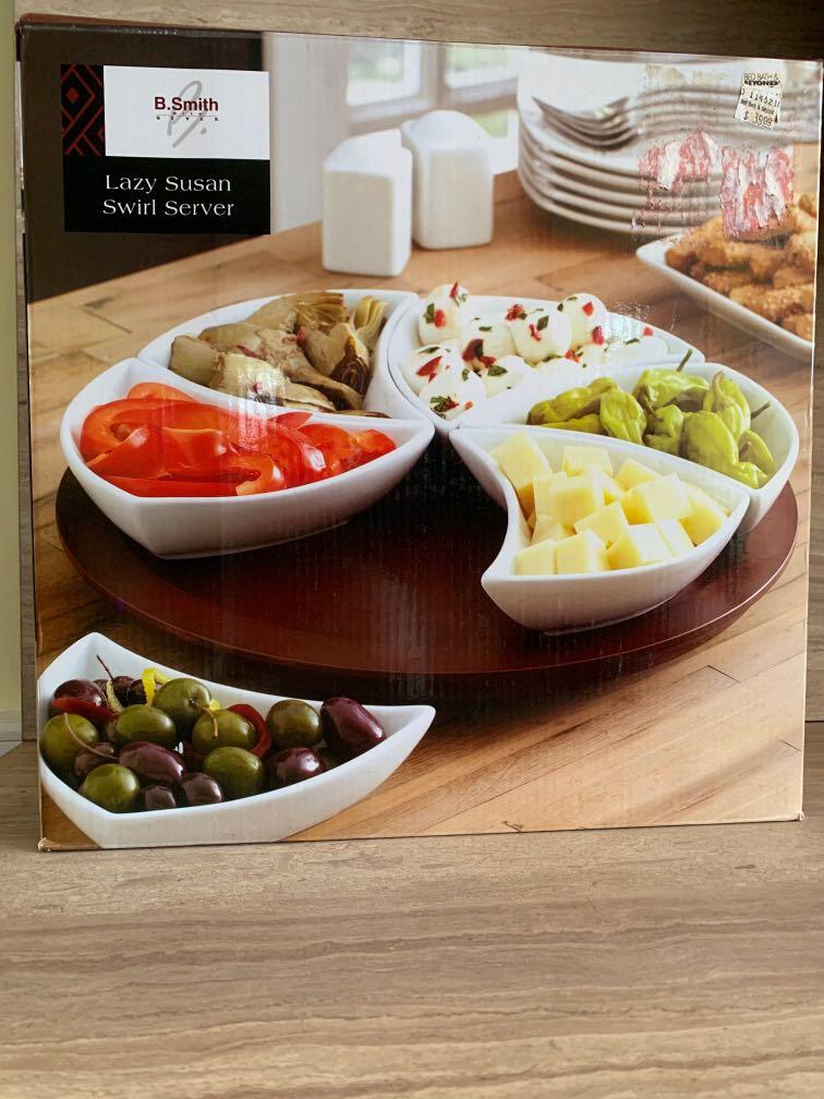 Servers with Tray - LAZY SUSAN SWIRL SERVER, Furniture & Home Living ...