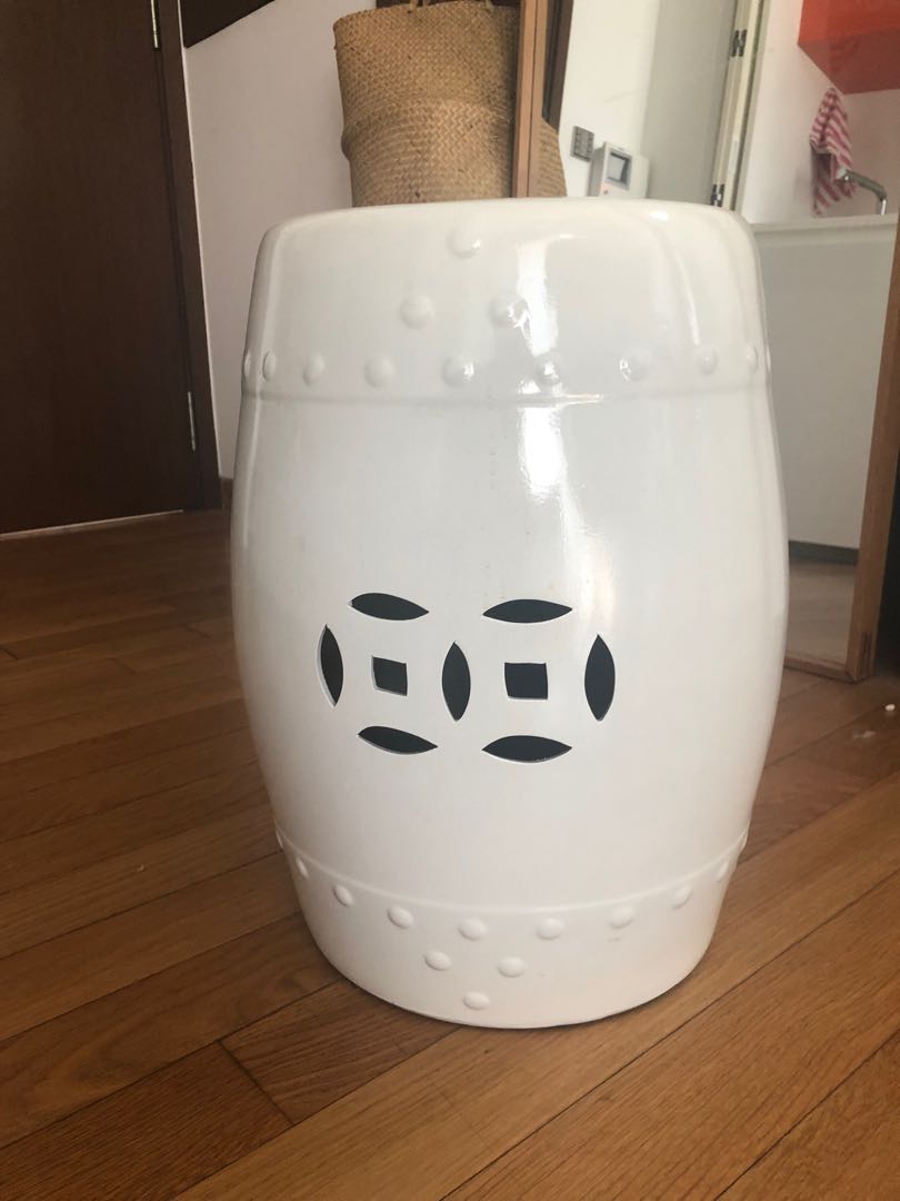 White Ceramic Chinese Garden Stool, Furniture & Home Living, Home Decor ...