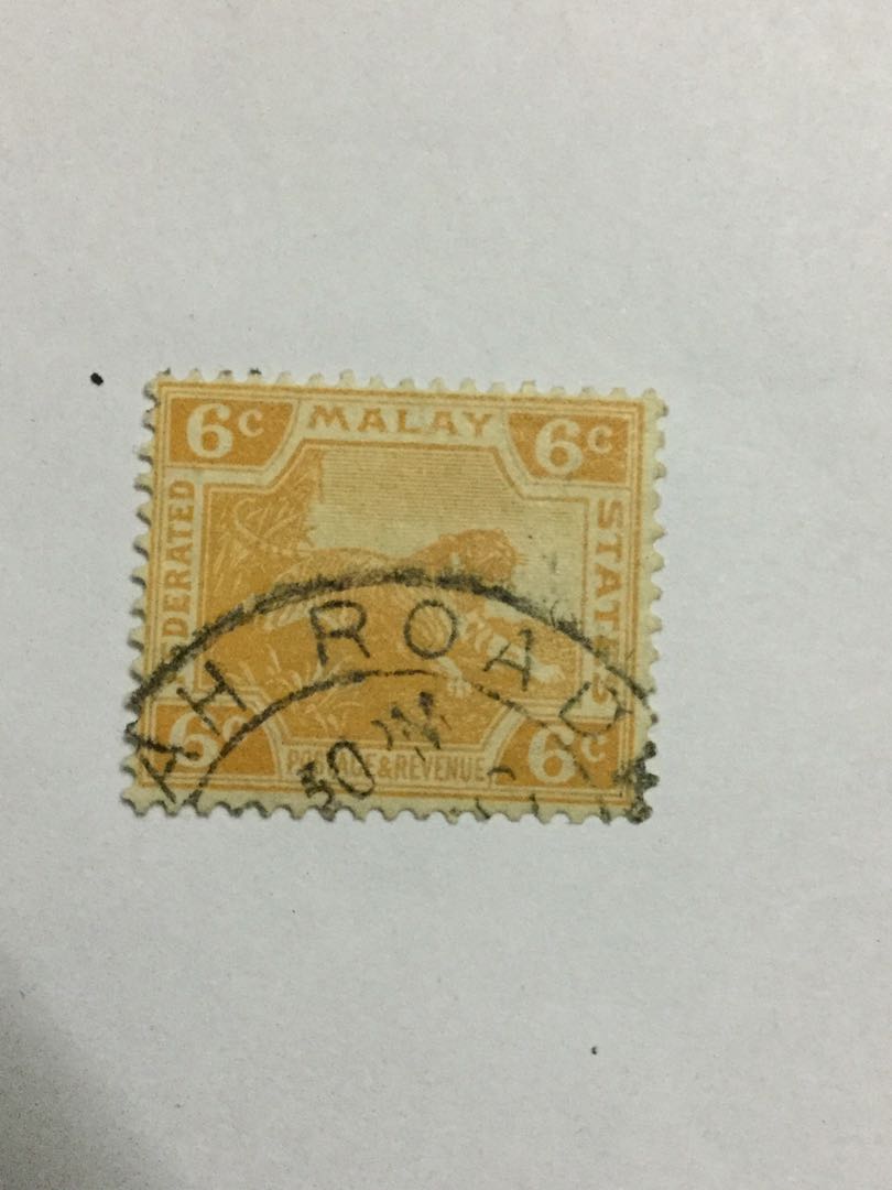 1922 Malaya FMS 6c Orange Watermarks Multiple Script CA, Hobbies & Toys ...