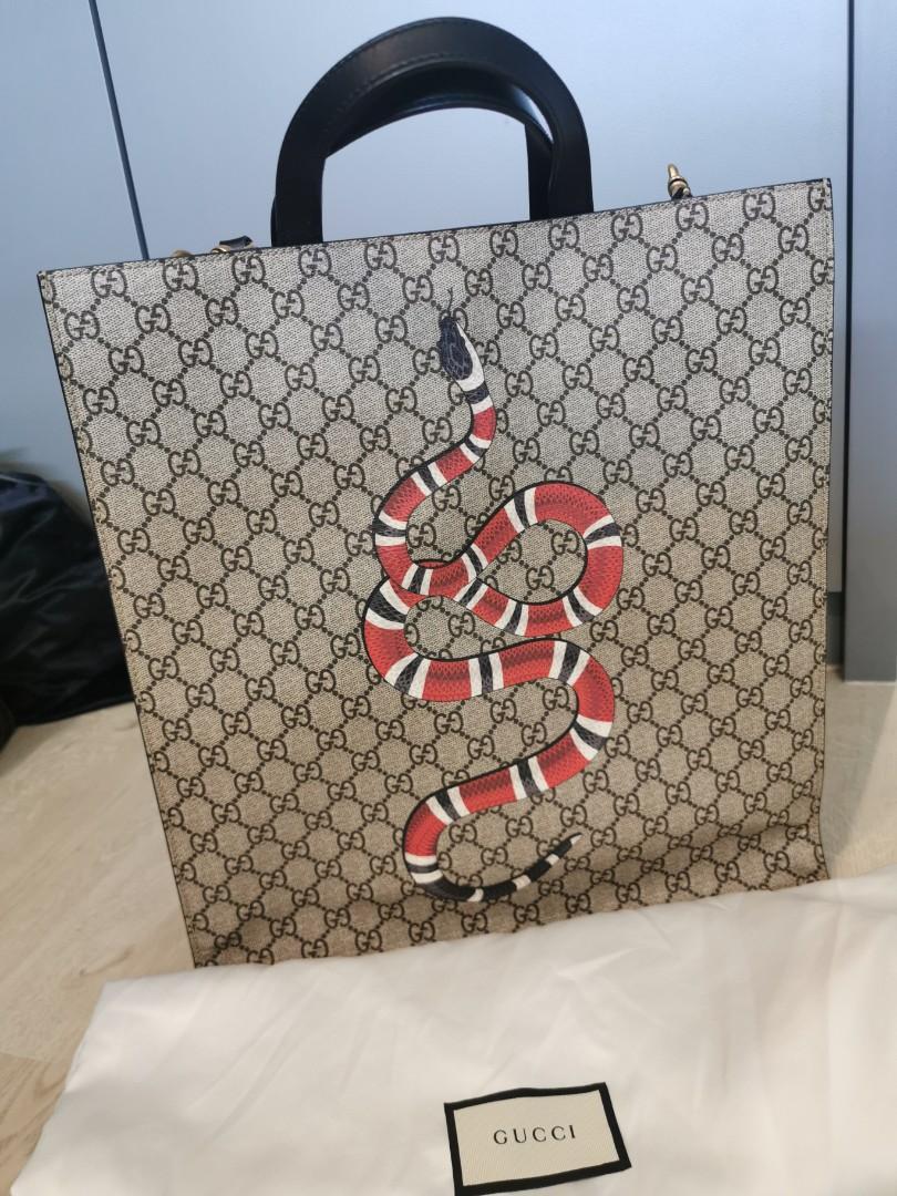 Gucci GG Supreme Snake Tote Bag, Luxury, Bags & Wallets on Carousell