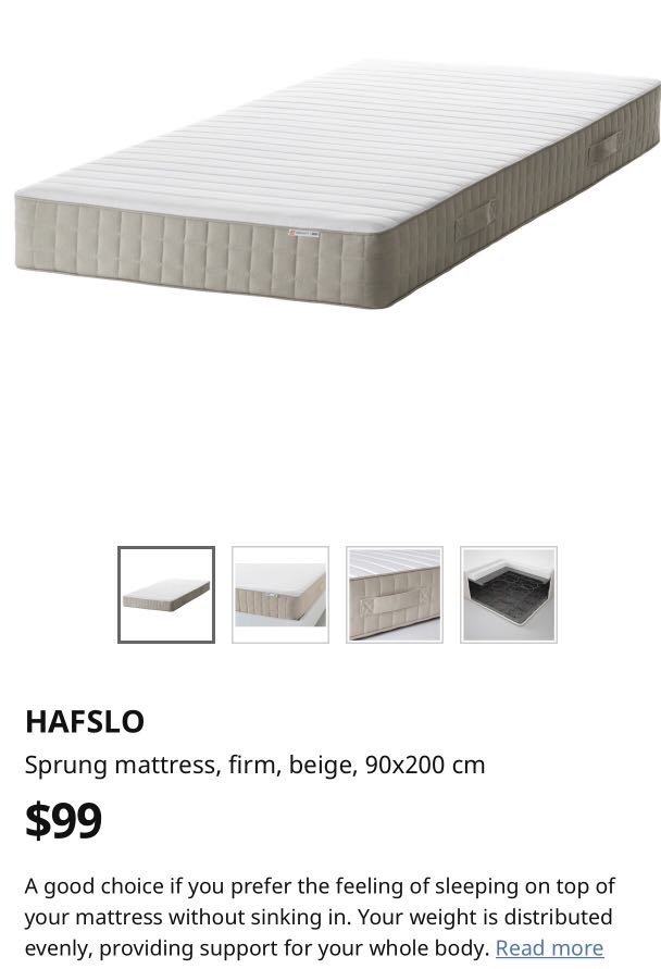 IKEA Single Mattress Hafslo (Used), Furniture & Home Living, Furniture ...