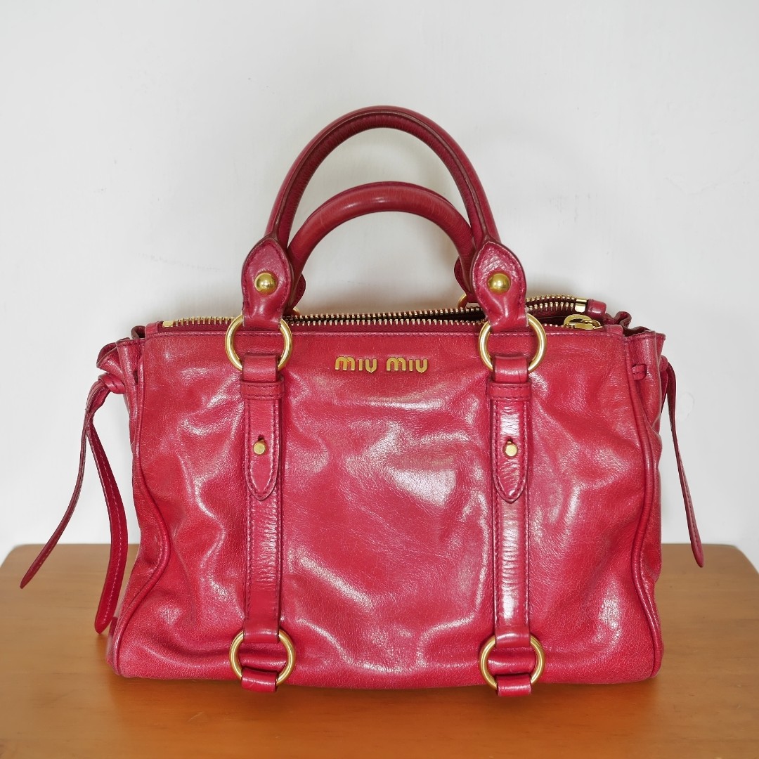 Miu Miu Vitello Shine Red, Luxury, Bags & Wallets on Carousell