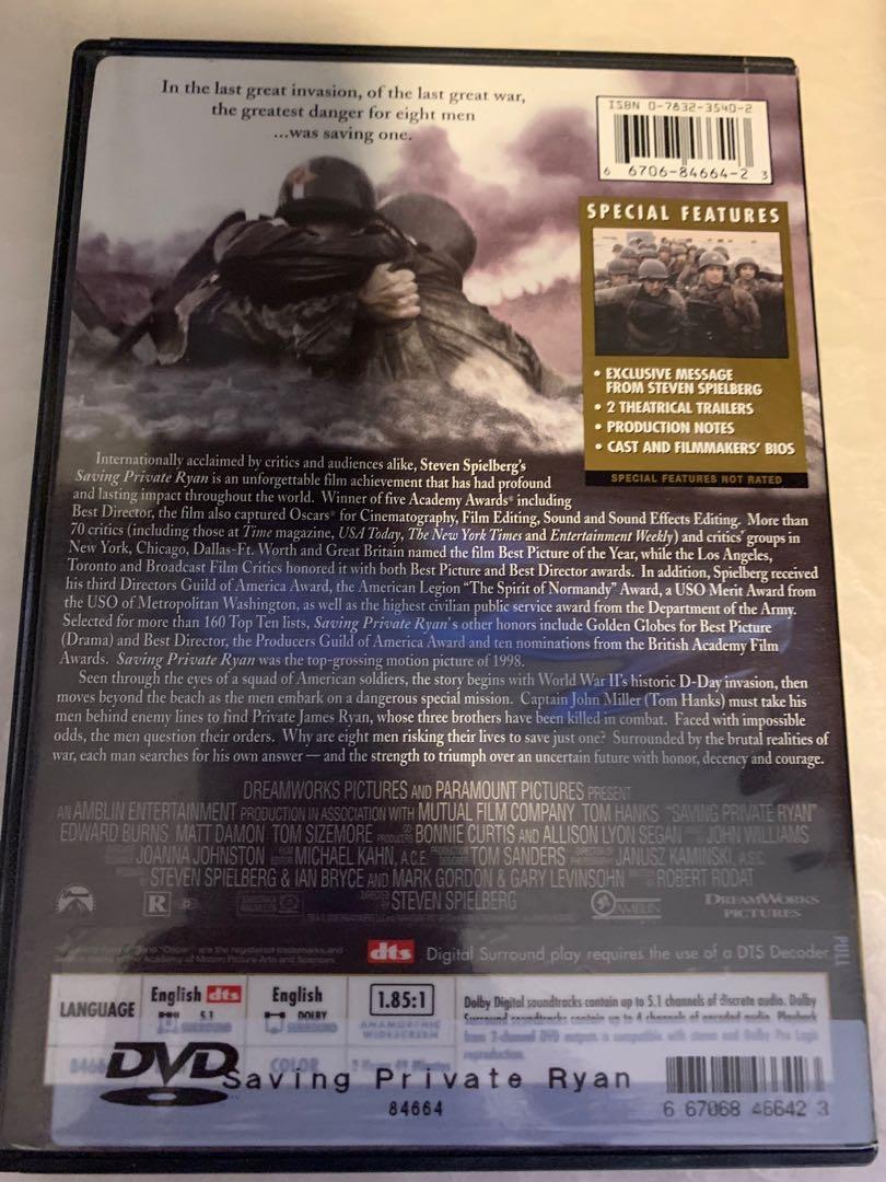 Saving Private Ryan (2 DVD Movies), Hobbies & Toys, Music & Media, CDs ...