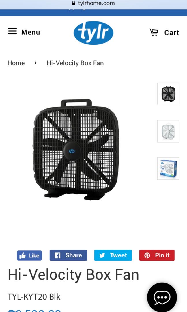 Tyler Box fan 20”, Furniture & Home Living, Lighting & Fans, Fans on ...