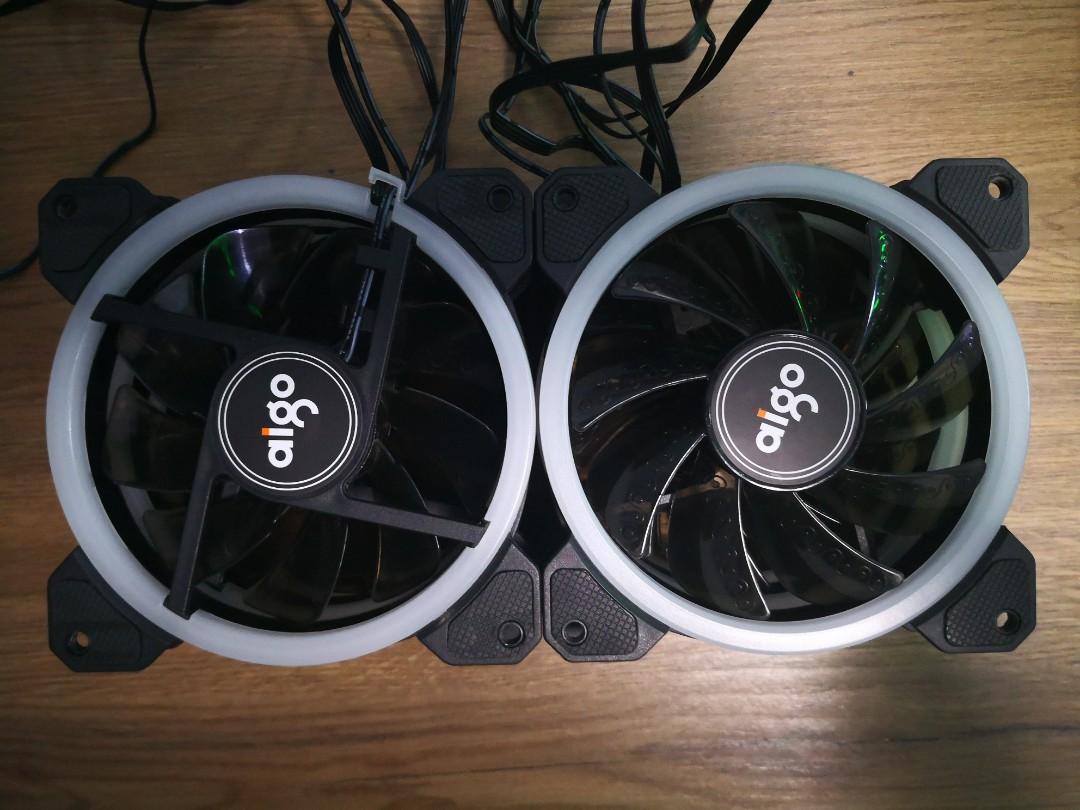 Aigo DR12 six (6) pack fans 120mm double ring rgb Icestorm, Computers ...
