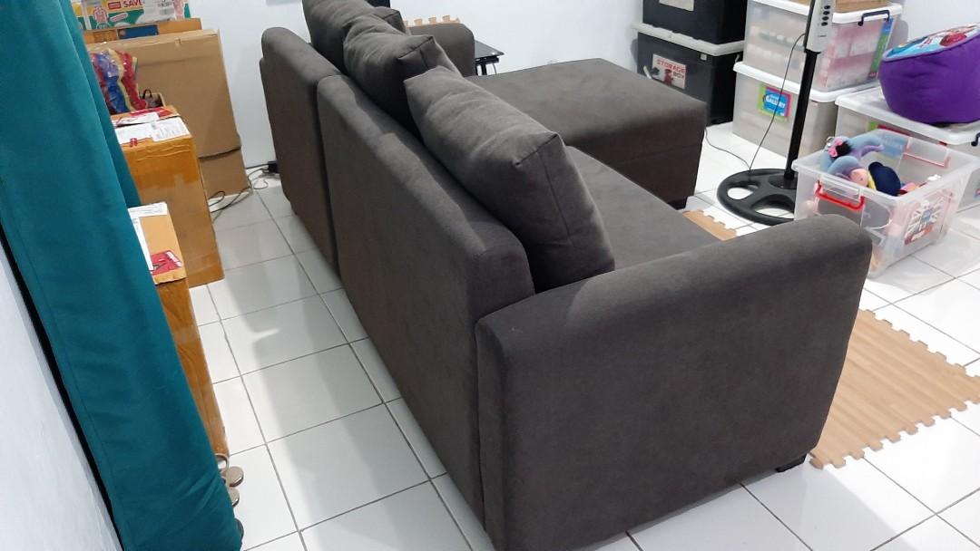 L-Shaped Sofa Set Elite Grey, Furniture & Home Living, Furniture, Sofas on Carousell