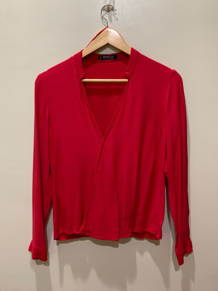 Mango Basics Red Long Sleeves, Women's Fashion, Tops, Longsleeves on ...