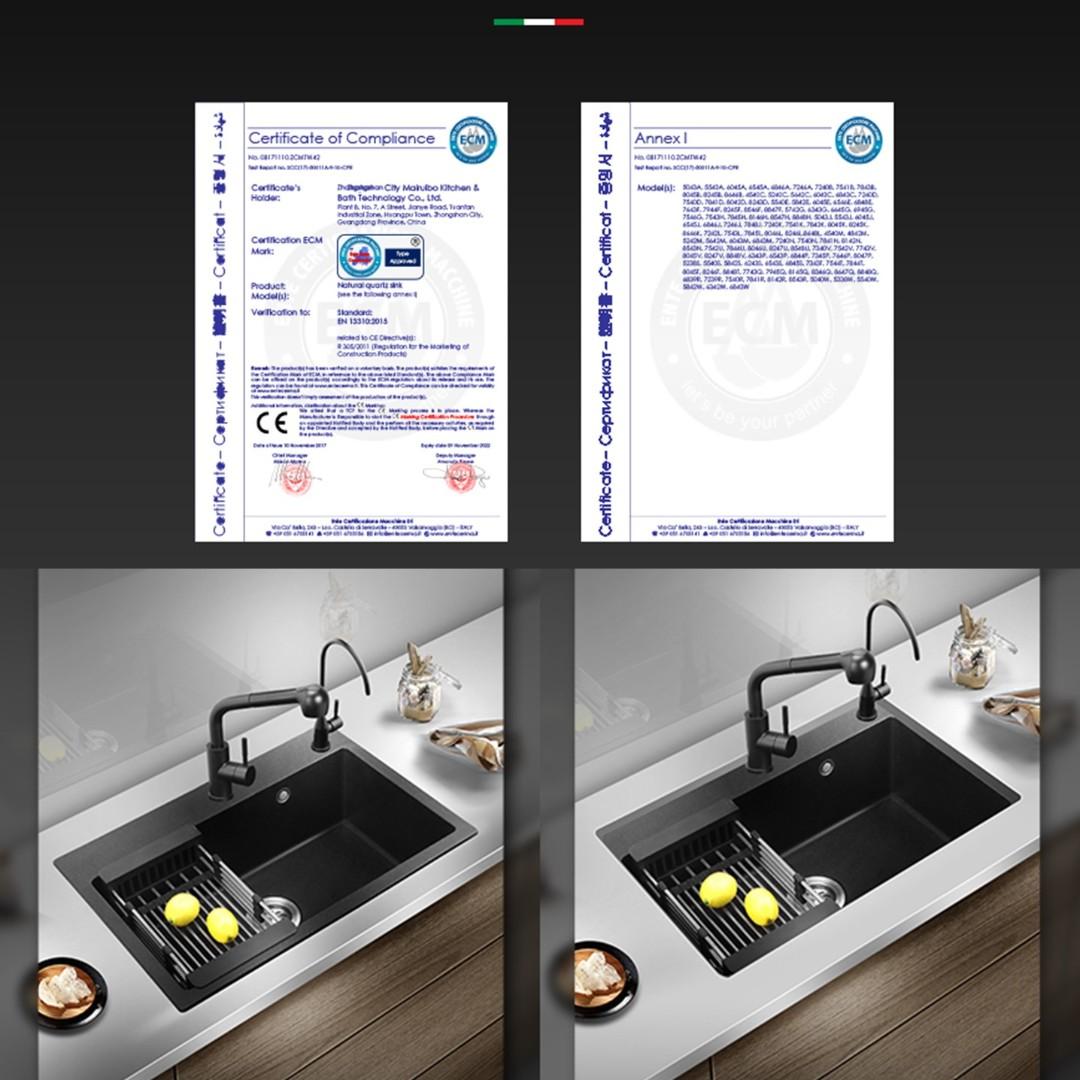 Premium Italian Stone Sink / Black Kitchen Sink / Double Sink / Single ...