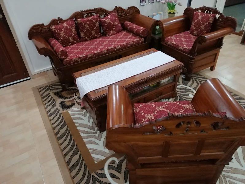Teak Wood Sofa Set - Kayu Jati Indonesian sofa, Furniture & Home Living ...