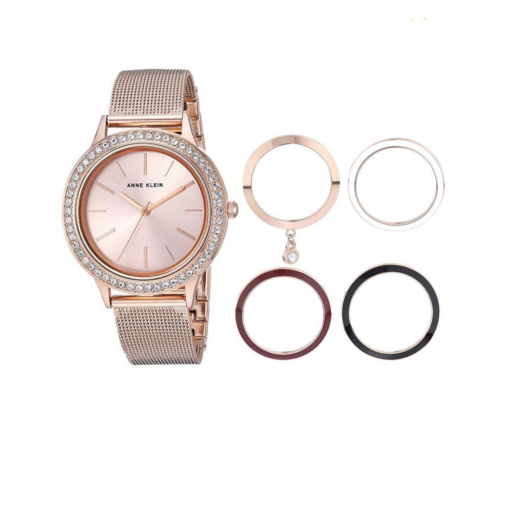 Anne Klein Women's Swarovski Crystal Accented Watch and Interchangeable ...