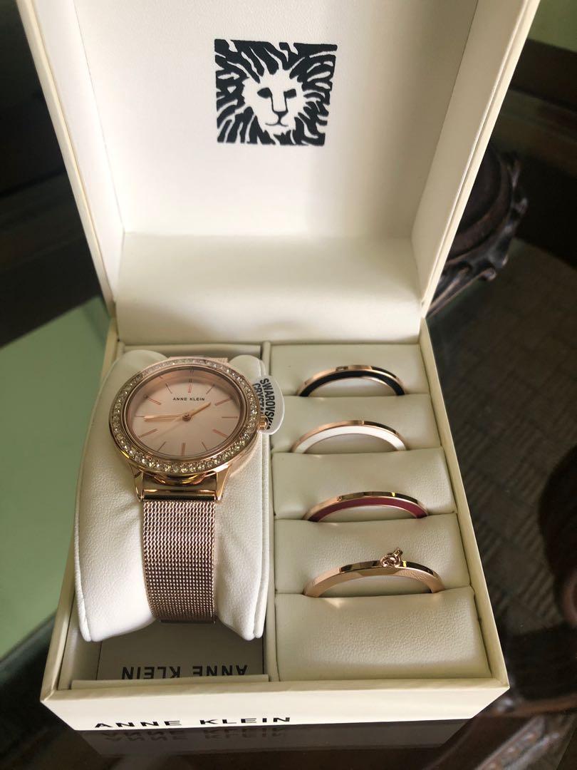 Anne Klein Women's Swarovski Crystal Accented Watch and Interchangeable ...