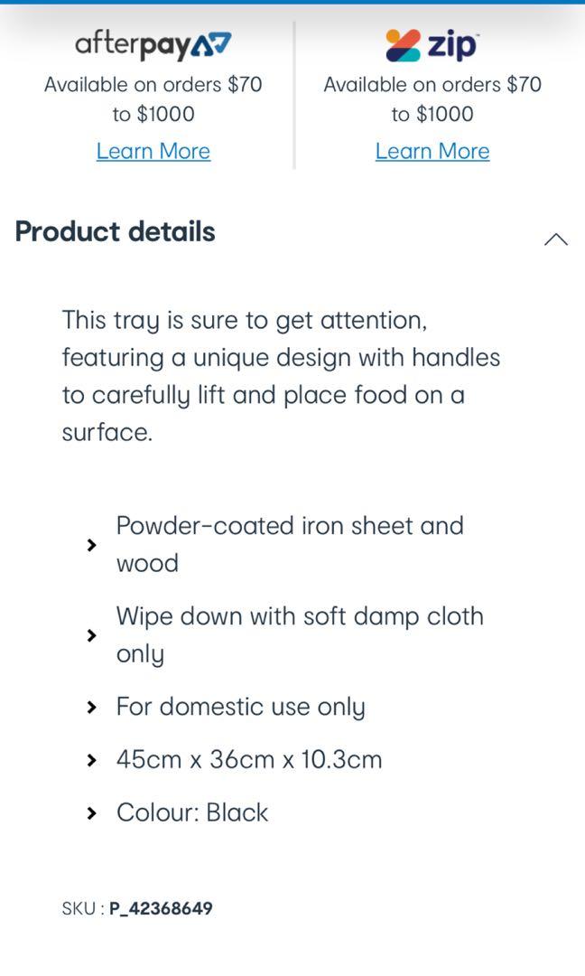 Kmart tray - black (Brand new from Australia), Furniture & Home Living ...