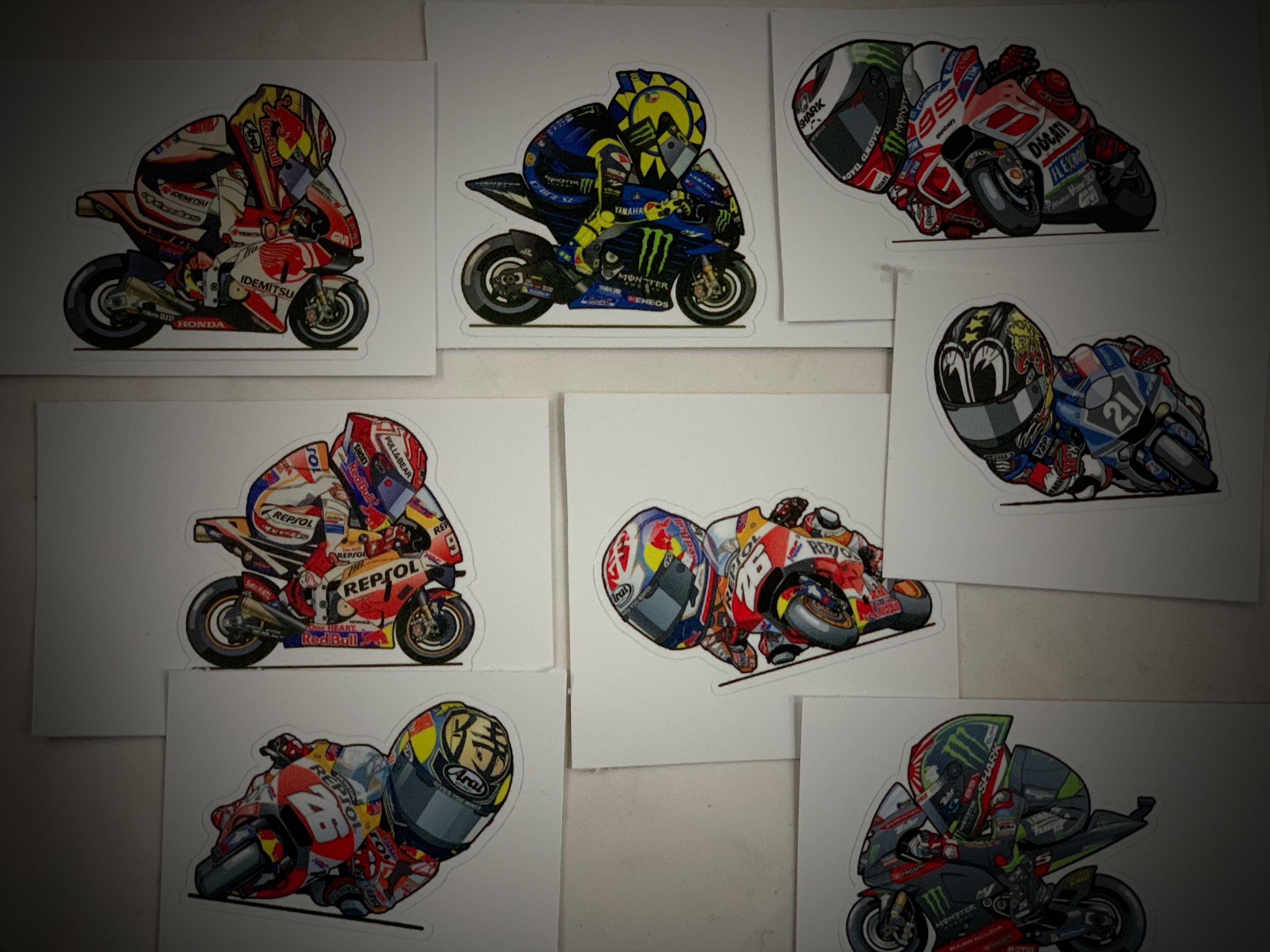 MotoGP Riders Cartoon Caricatures Stickers, Hobbies & Toys, Stationery ...