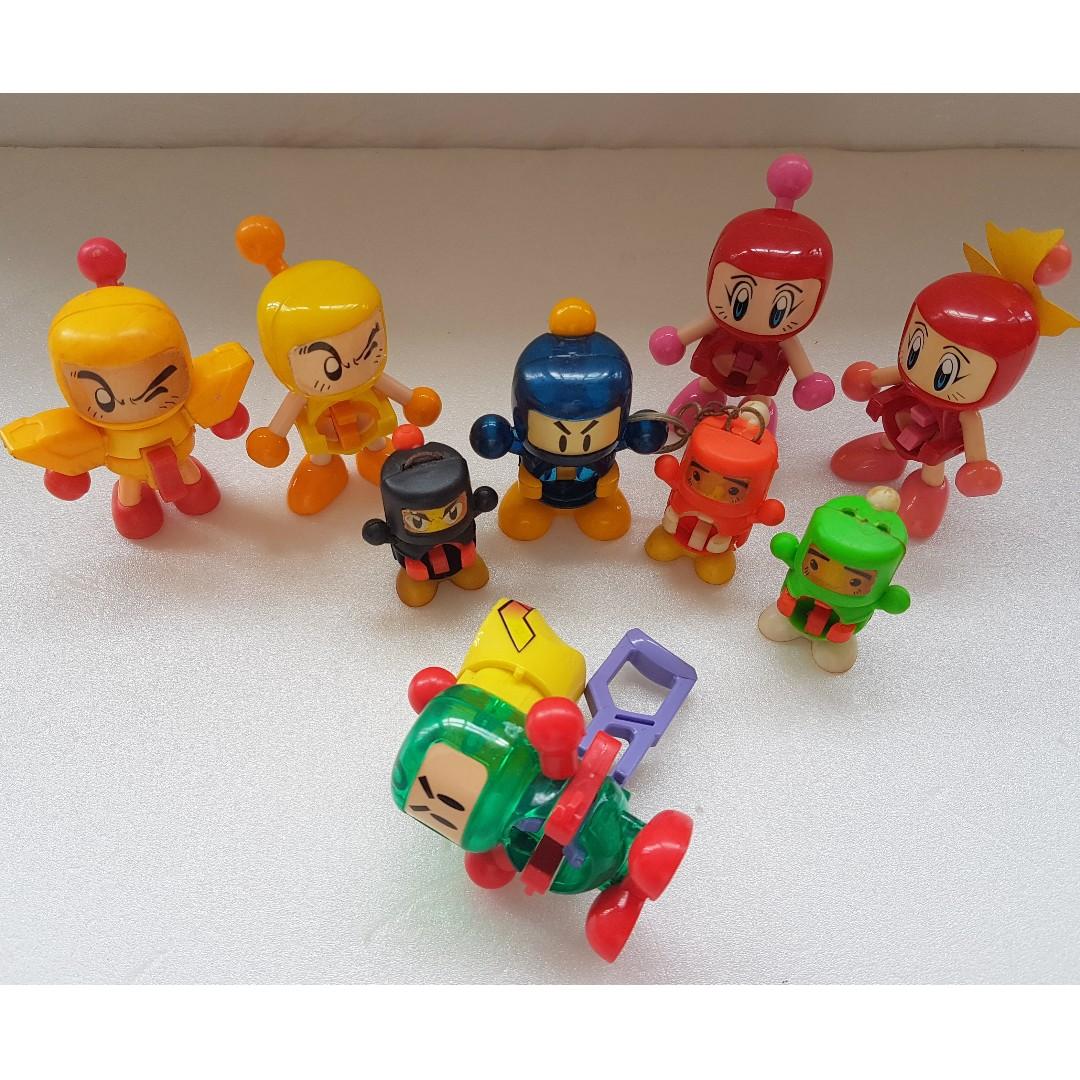 Old Toys, Action Figures, A set of 9 Bomberman Figurines, Hudson ...