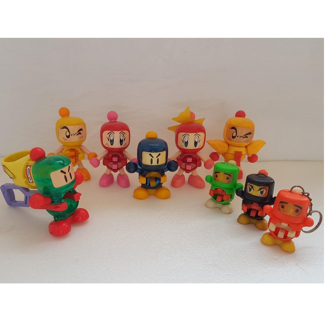 Old Toys, Action Figures, A set of 9 Bomberman Figurines, Hudson ...