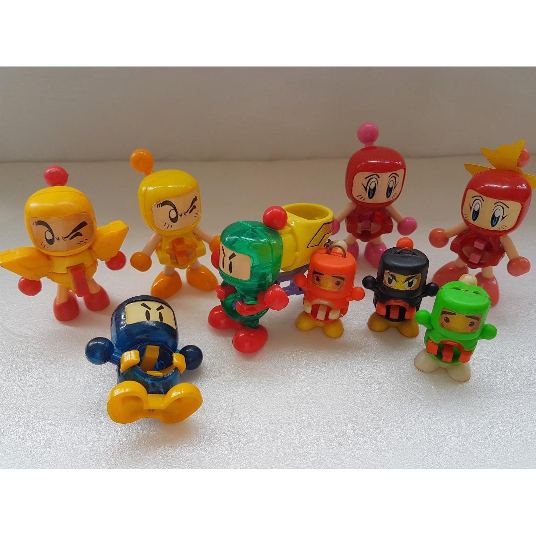 Old Toys, Action Figures, A set of 9 Bomberman Figurines, Hudson ...