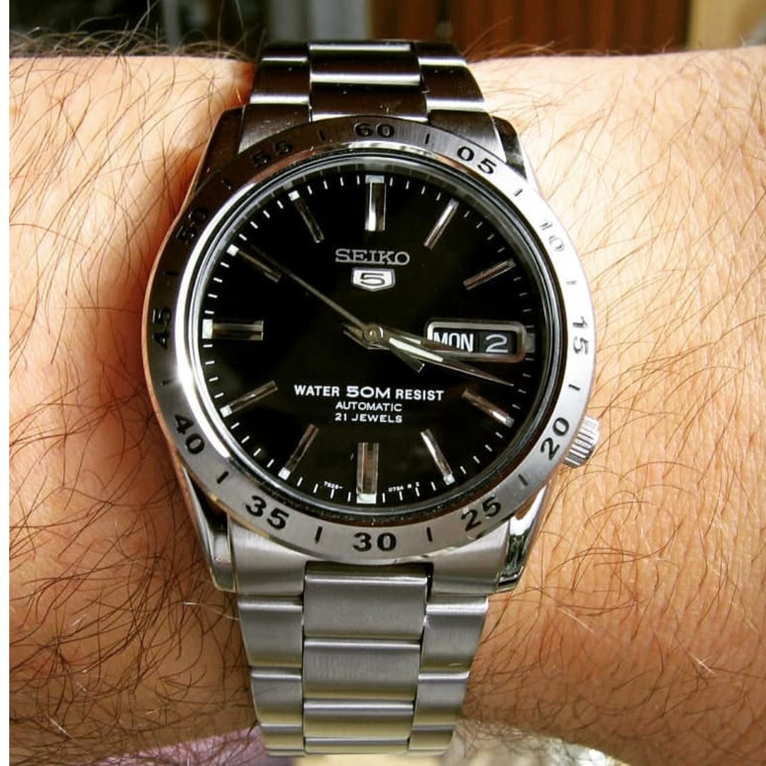 Seiko 5 SNKE01 Black Dial Stainless Steel Automatic Men's Watch ...