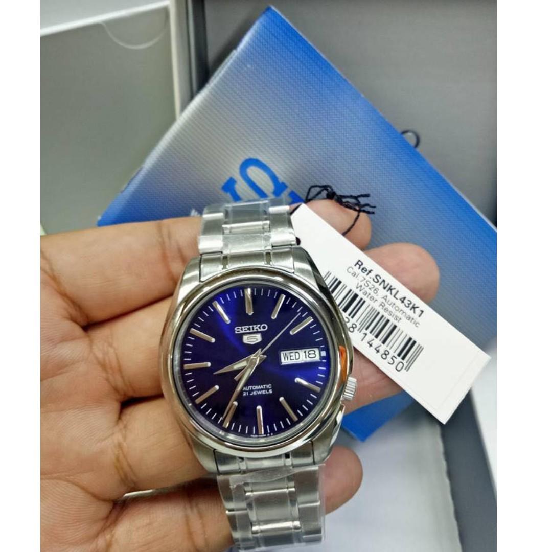 Seiko 5 SNKL43 Blue Dial Stainless Steel Automatic Men's Watch SNKL43K1 ...