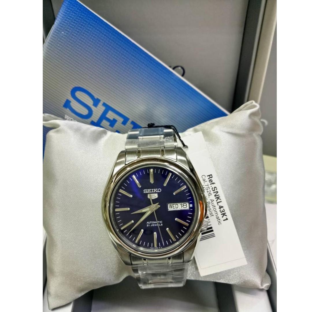 Seiko 5 SNKL43 Blue Dial Stainless Steel Automatic Men's Watch SNKL43K1 ...