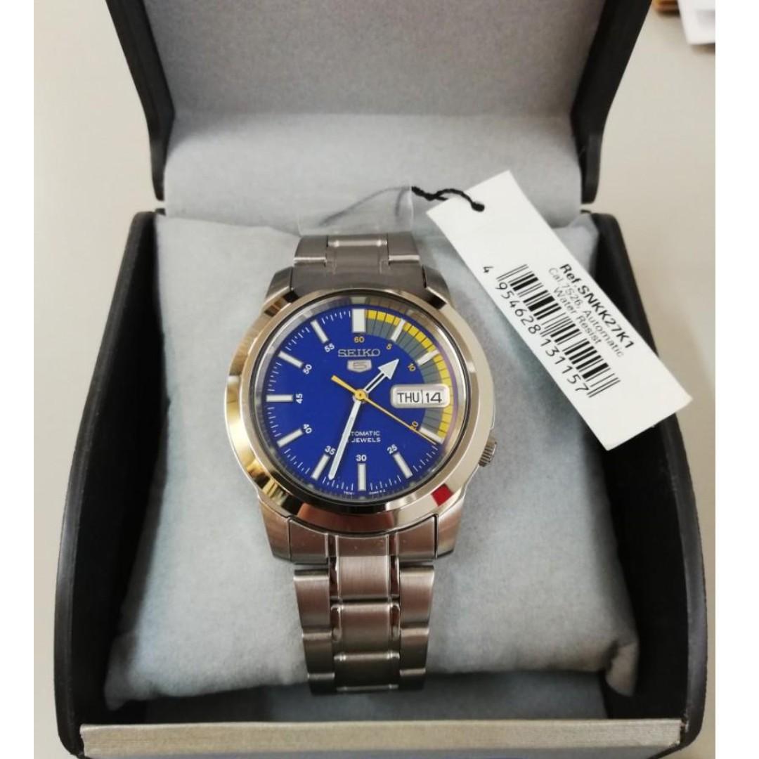 Seiko 5 Yellow Speed Blue Face Stainless Steel Automatic Men's Watch ...