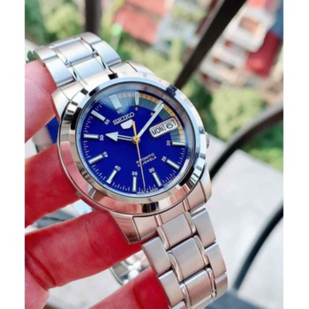 Seiko 5 Yellow Speed Blue Face Stainless Steel Automatic Men's Watch ...