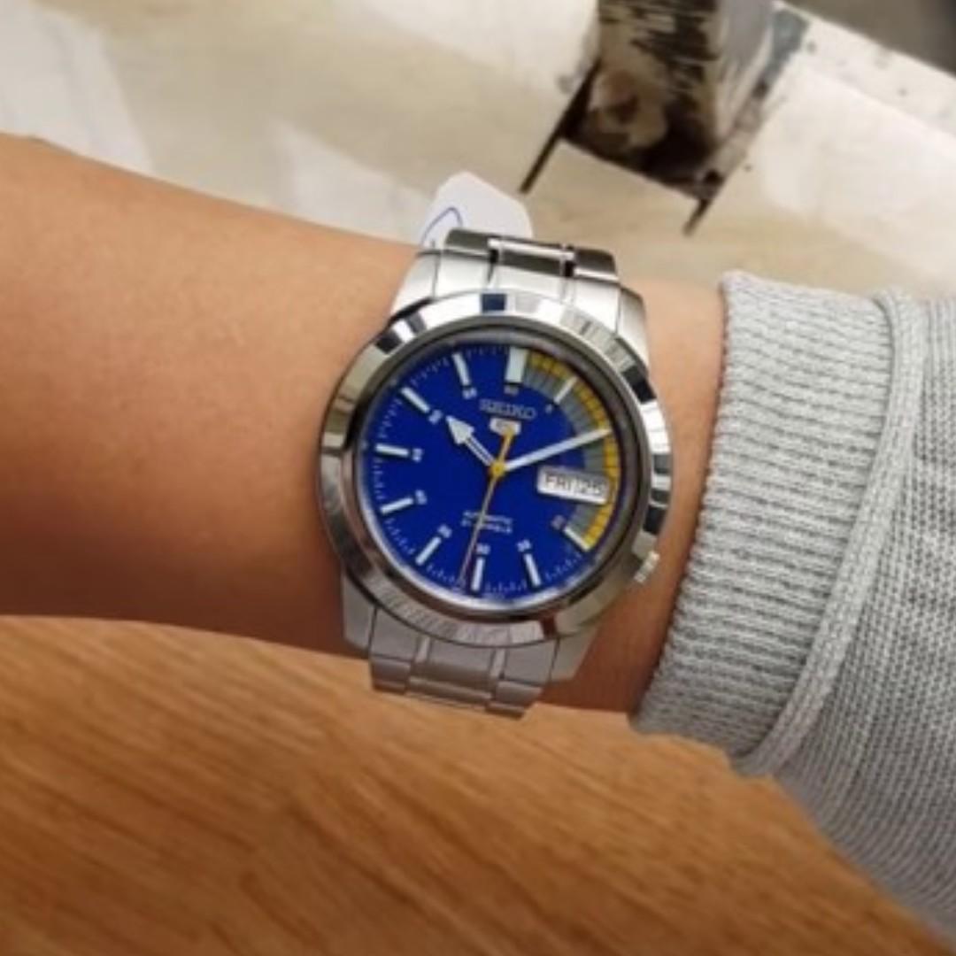 Seiko 5 Yellow Speed Blue Face Stainless Steel Automatic Men's Watch ...